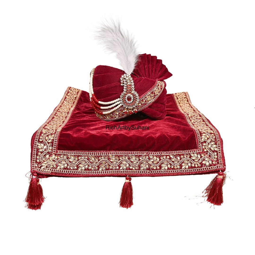 Red Wedding Turban Shawl | Pagari Safa Pheta for Indian Wedding | Royal ...