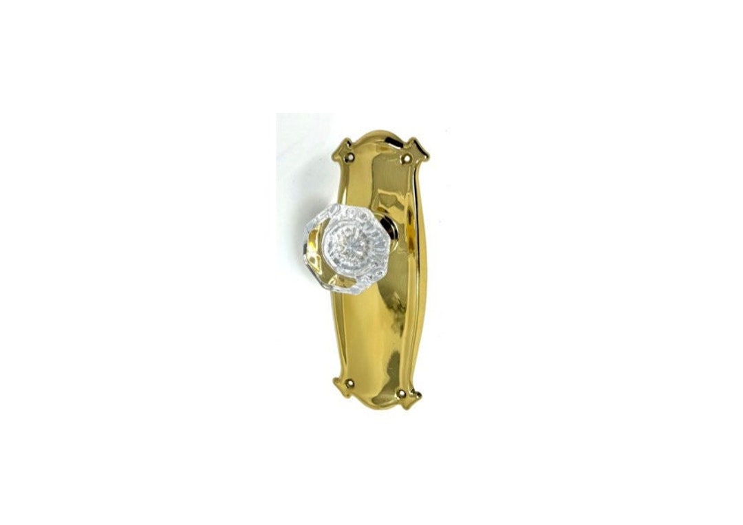 Crystal Dummy Door Knob With Tall London Backplate, Eight-point Beveled ...