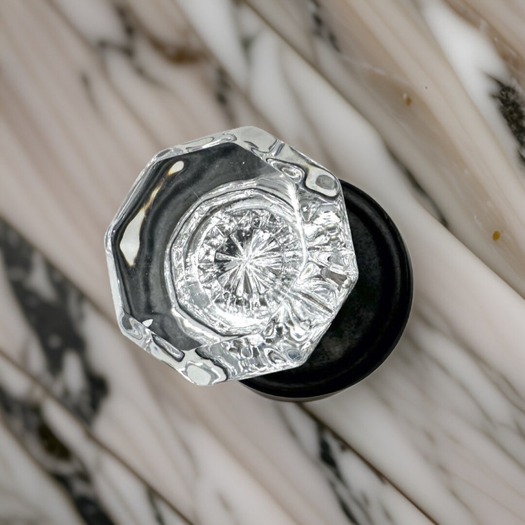 Privacy Door Knob Set With Octagonal Glass Knobs, Secure, Turn, for ...