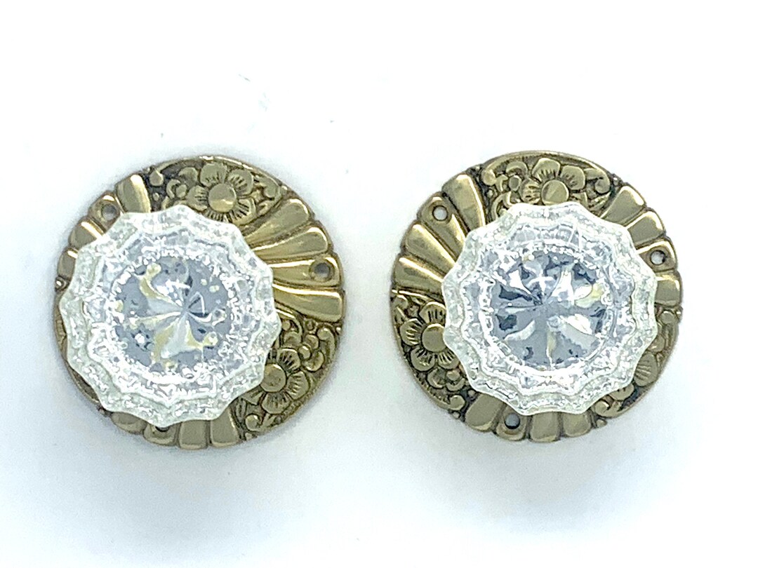 Rousso Reproduction Antique Style Dummy Glass Door Knob Set brass - Etsy