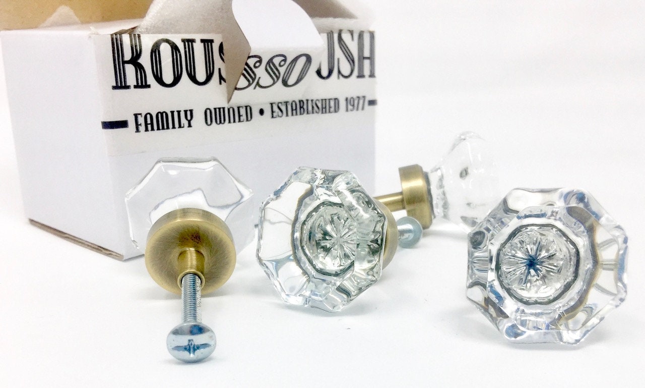 Rousso's Reproductions Knob Pulls 0500-AB4: Clear Glass - Etsy