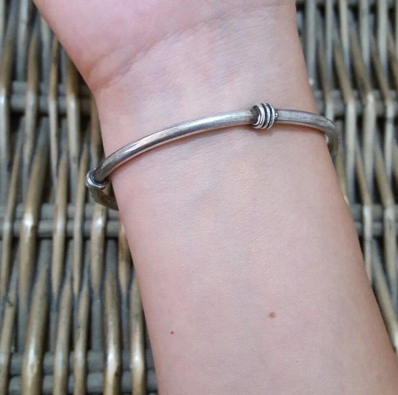 925 Sterling Silver Bracelet, Pull on Bangle, Mexico, 8.2, Large Wrist ...