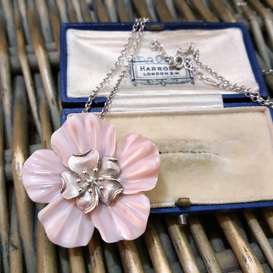 Whitney Kelly 925 Sterling Silver Necklace, Peach Mother of Pearl ...