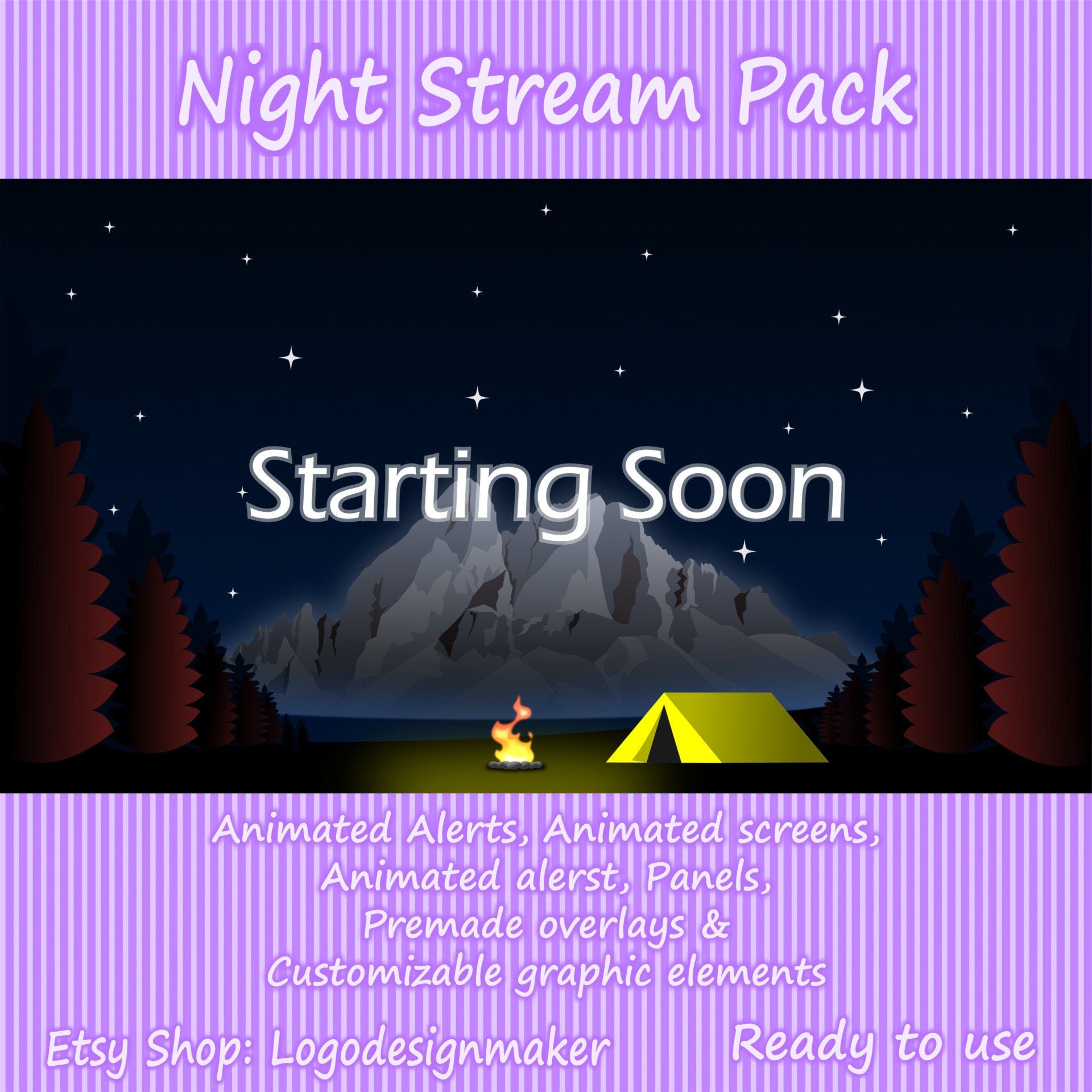 Stars Animated Twitch Overlay Package Stream Starting Soon - Etsy India