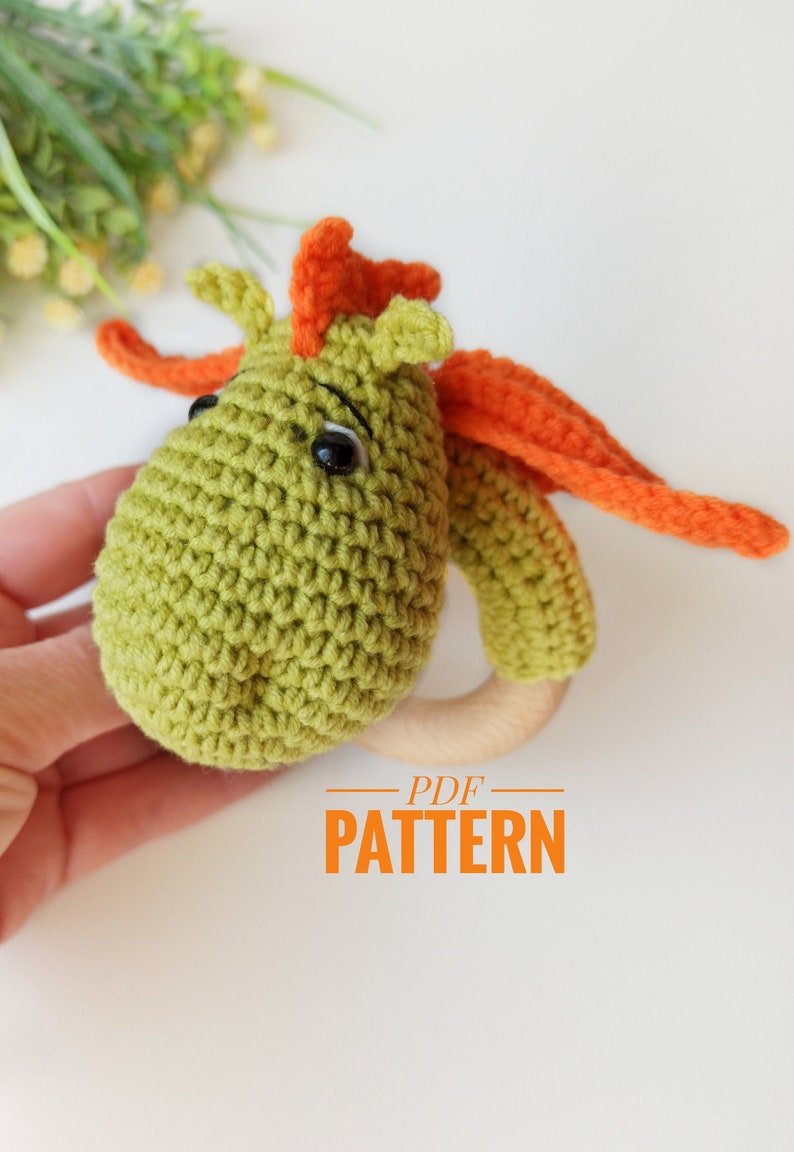 Crochet rattle dragon amigurumi pattern | Etsy