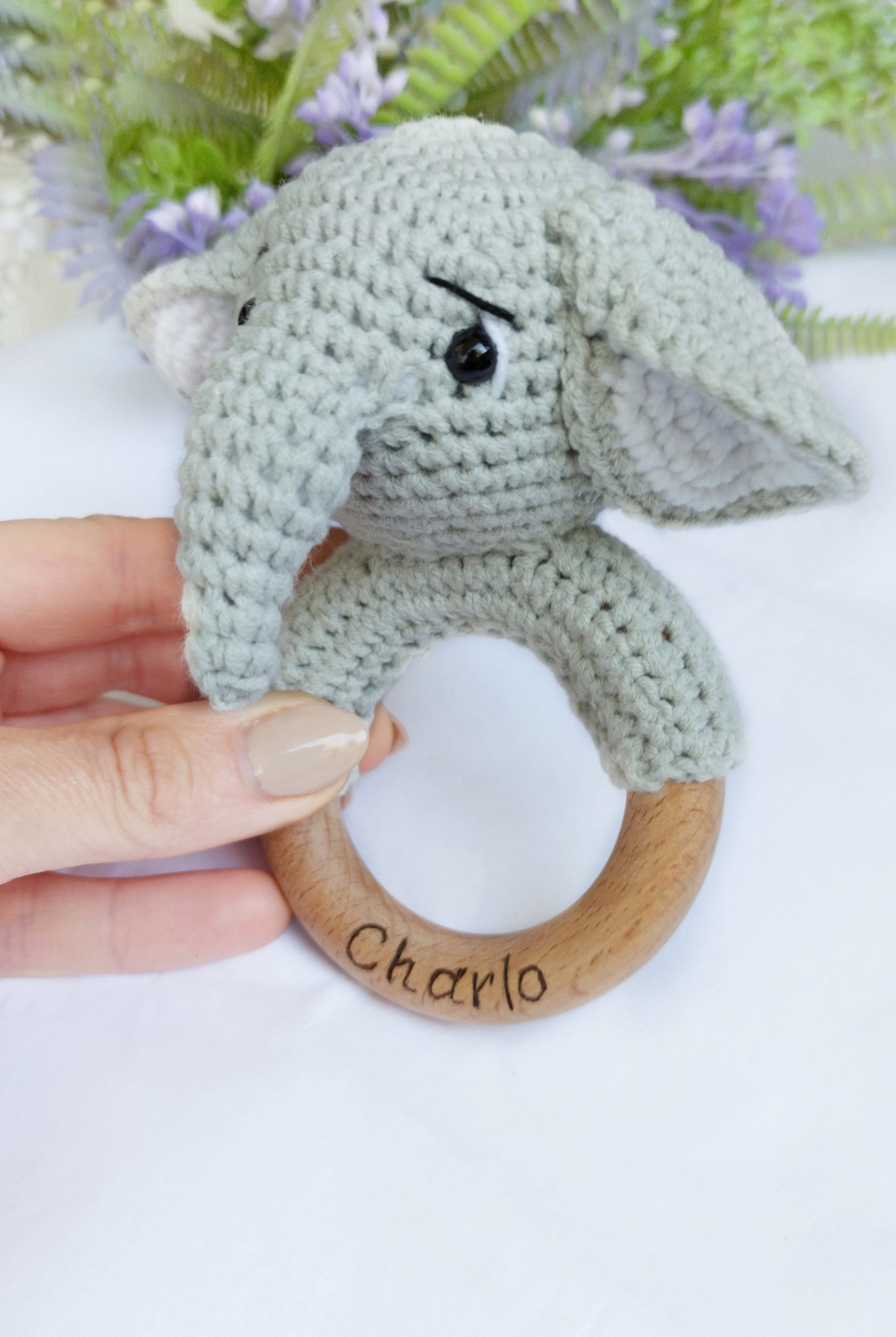Amigurumi elephant rattle pattern crochet toy with teethering | Etsy