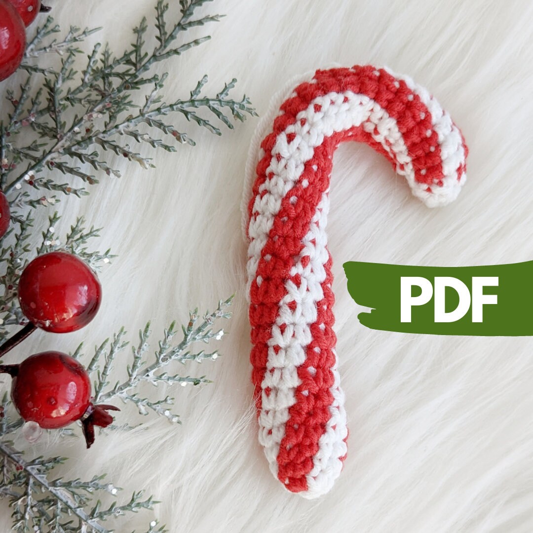 Candy Cane Crochet Christmas Ornament Pattern - Etsy
