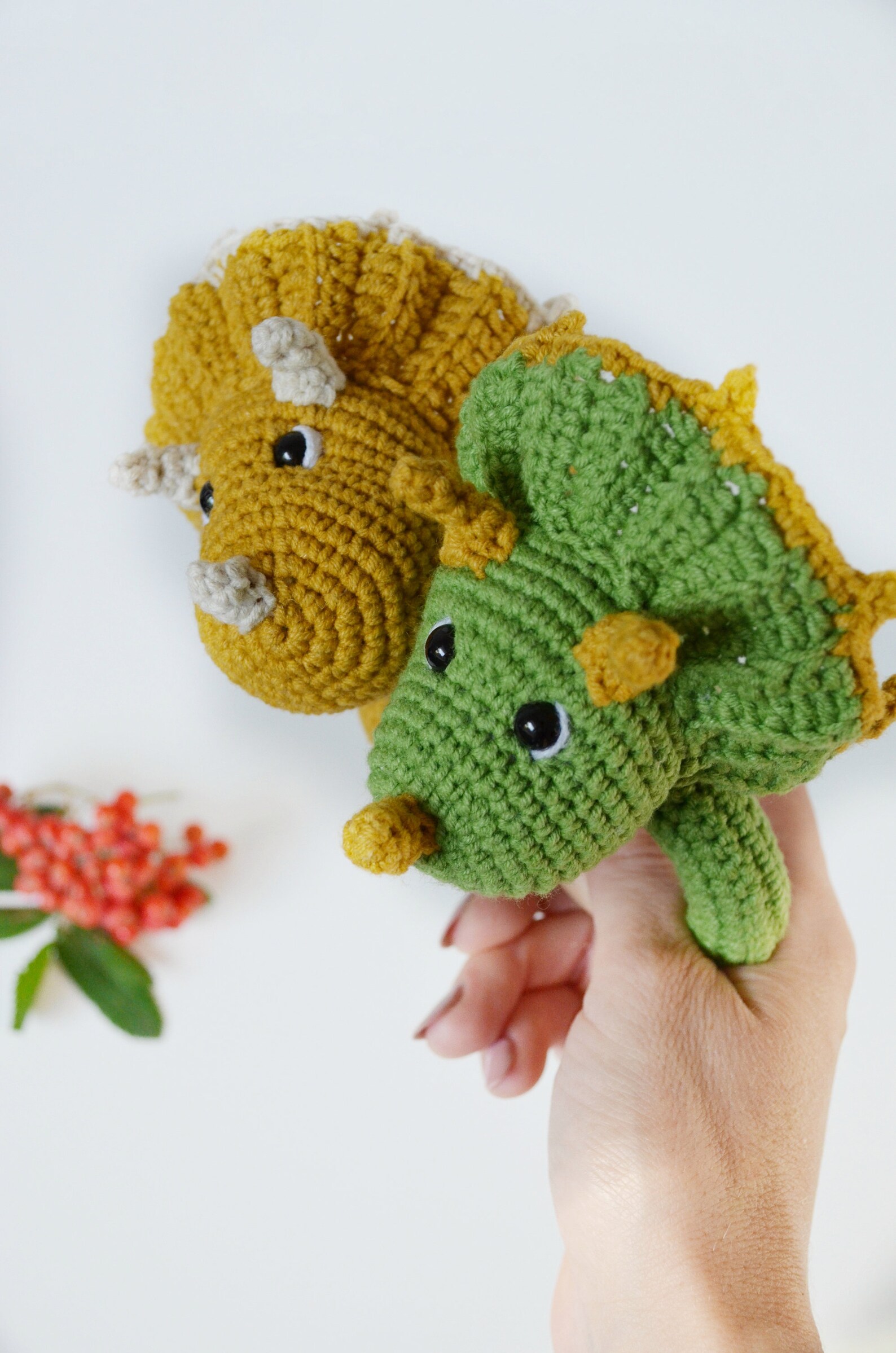 Crochet Dinosaur Pattern, Baby Rattle Amigurumi Pattern, Triceratops ...
