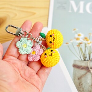 Crochet Orange Keychain: Handmade Fruit Amigurumi Bag Charm - Etsy