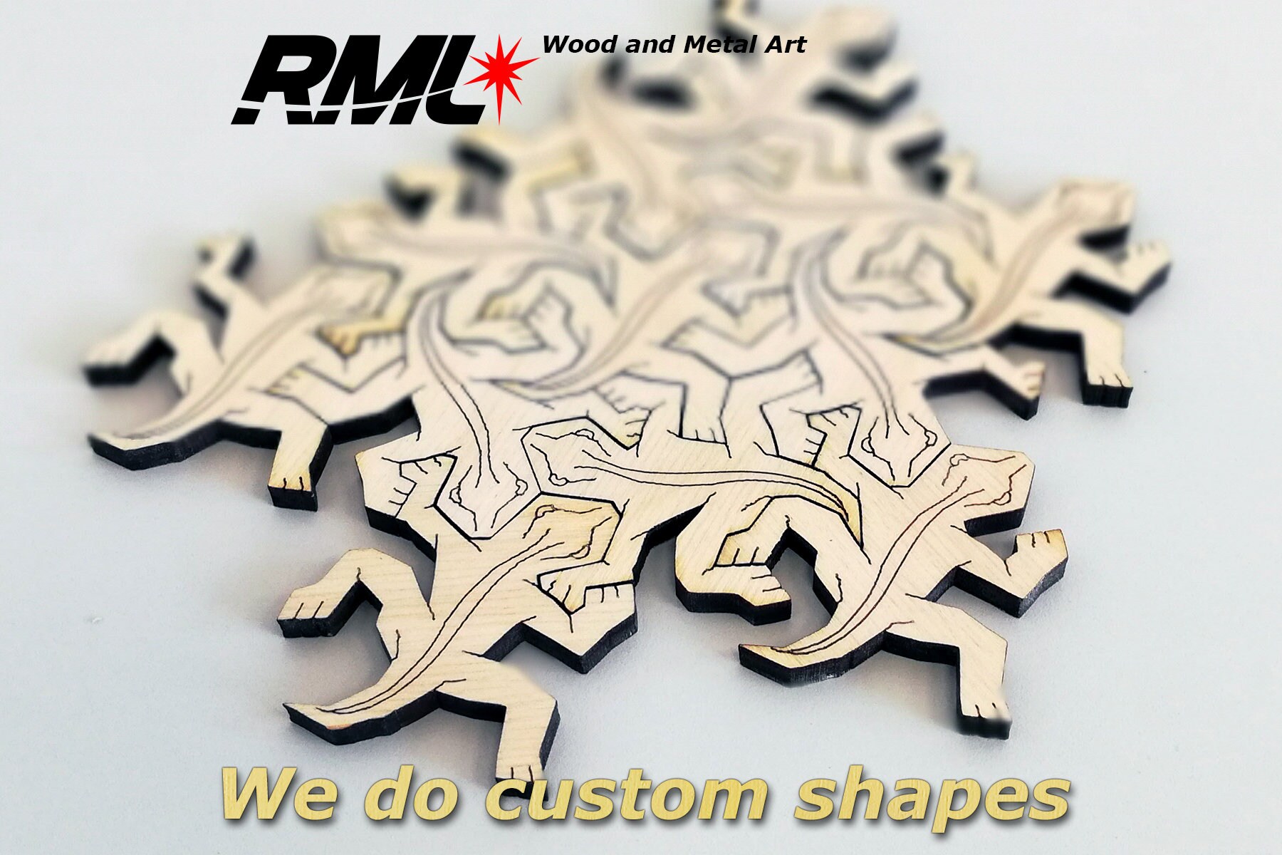 Tessellation Puzzle Pieces- Geckos - 10 Pieces Blank Shape Wooden Pack ...