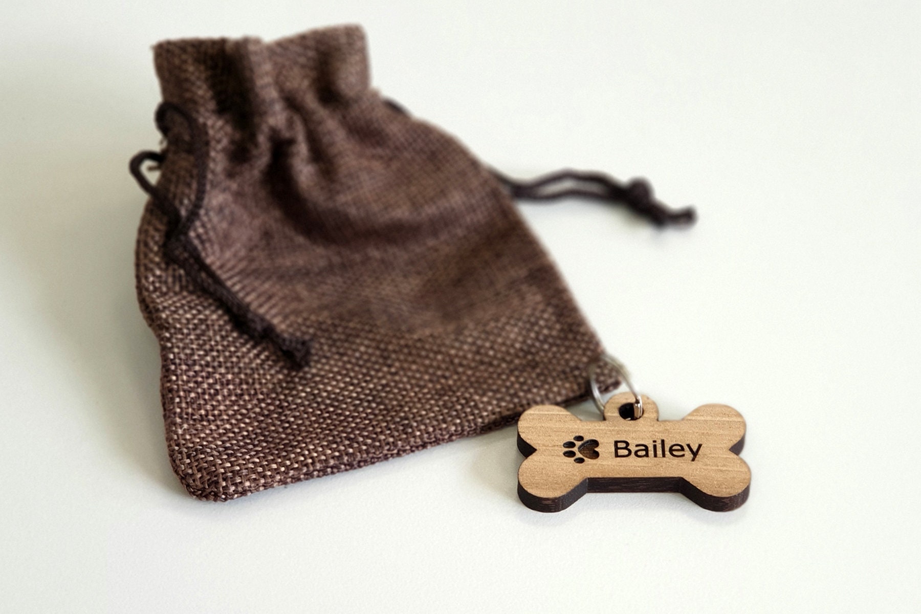 Bone Dog Tag Personalized Wooden ID Laser Cut and Engraved Pet - Etsy