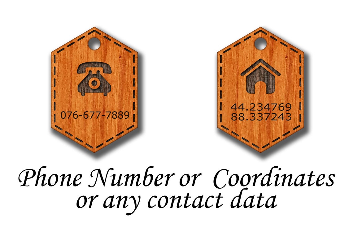 Engraved Pet Tag Personalized Wooden Hexa ID Laser Cut Dog - Etsy