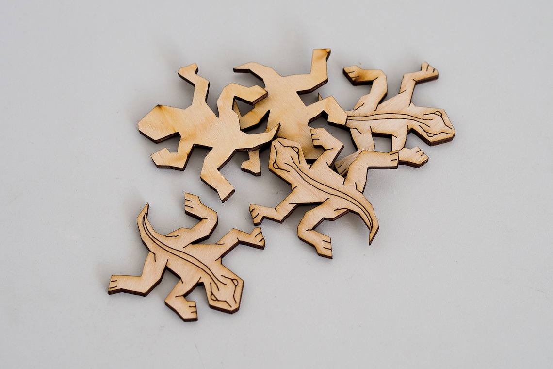 Tessellation Puzzle Pieces- Geckos - 10 Pieces Blank Shape Wooden Pack ...