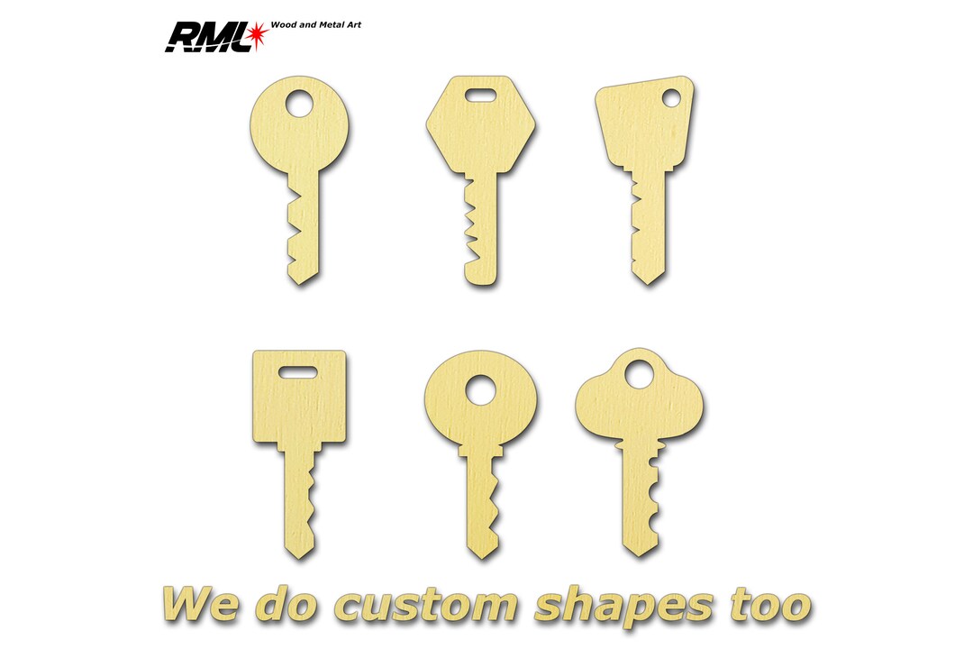 Keys - Laser Cut Unfinished Wooden Cutout Shape Blank Craft Supply Pack ...
