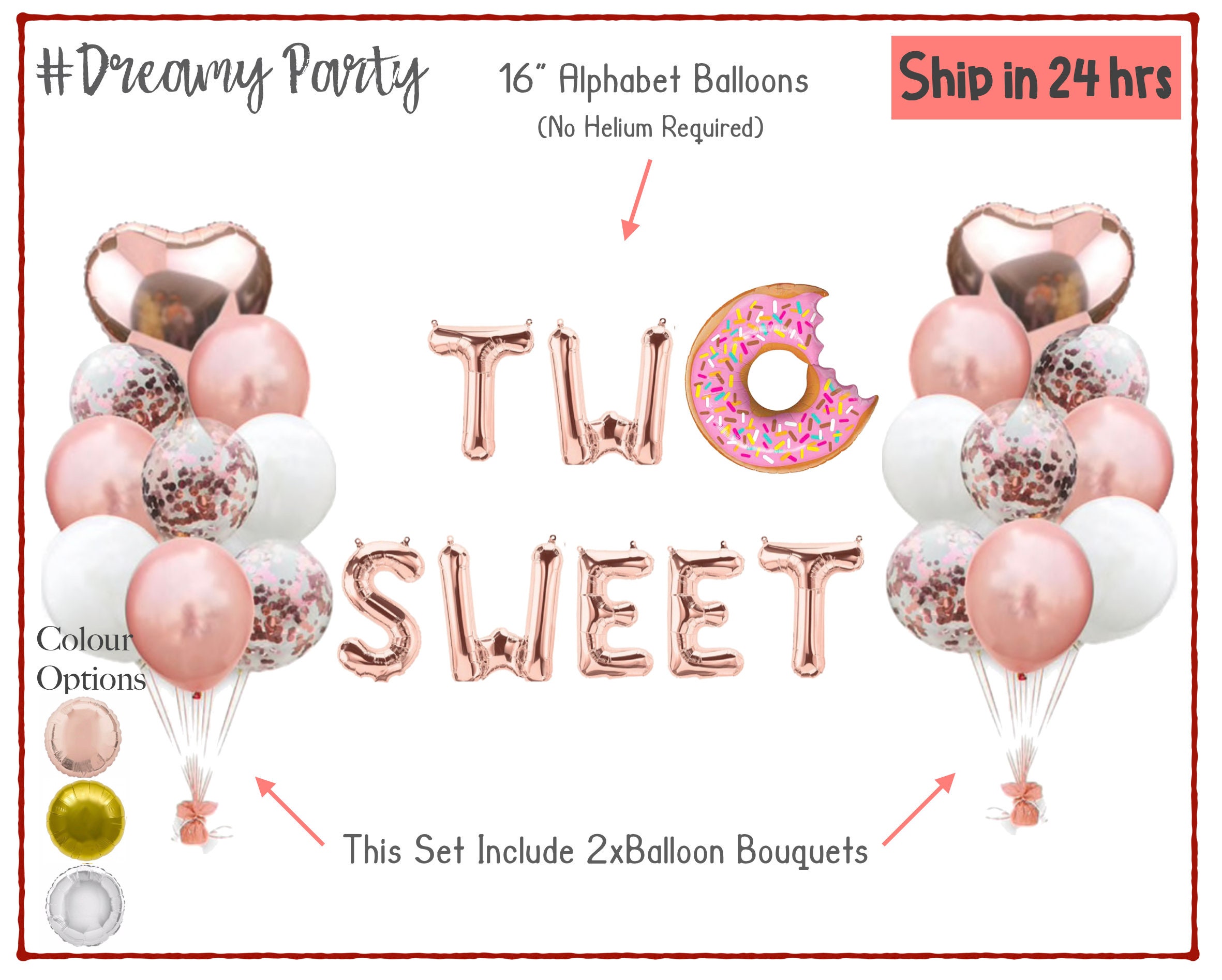 Balloons Two Sweet Balloon Huge Donut Balloon TWO SWEET Balloon Banner ...