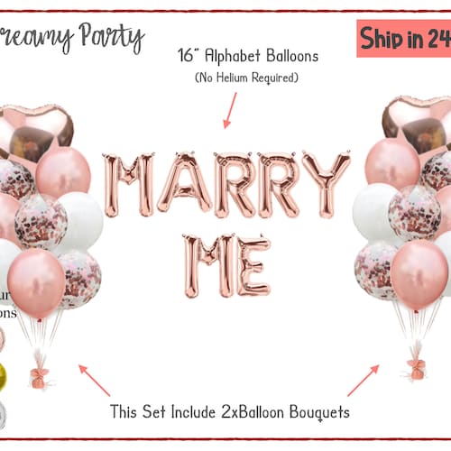 Marry Me Balloon Set in Rose Gold/ Gold/ Silver Surprise | Etsy