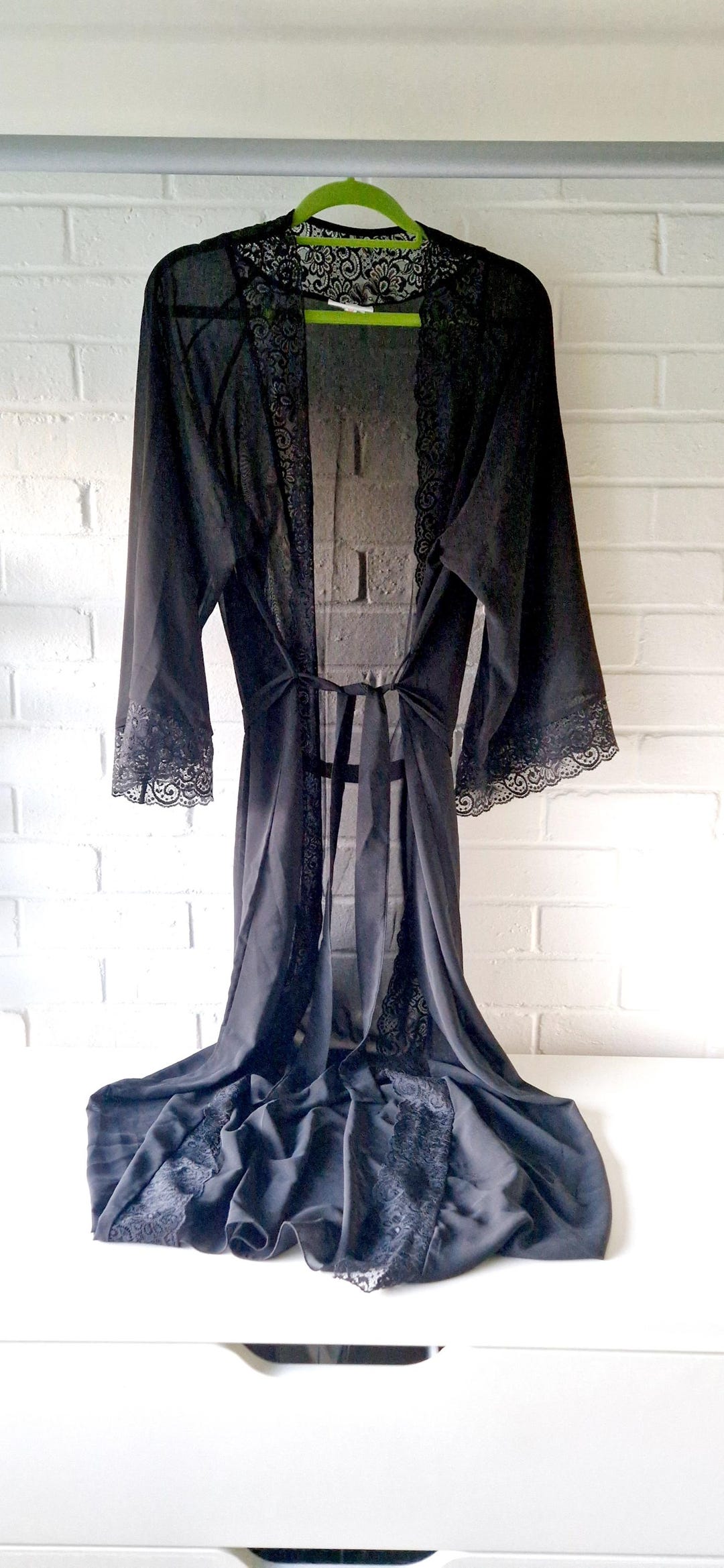 Vintage Jane Woolrich Black Lace Dressing Gown Robe - Etsy