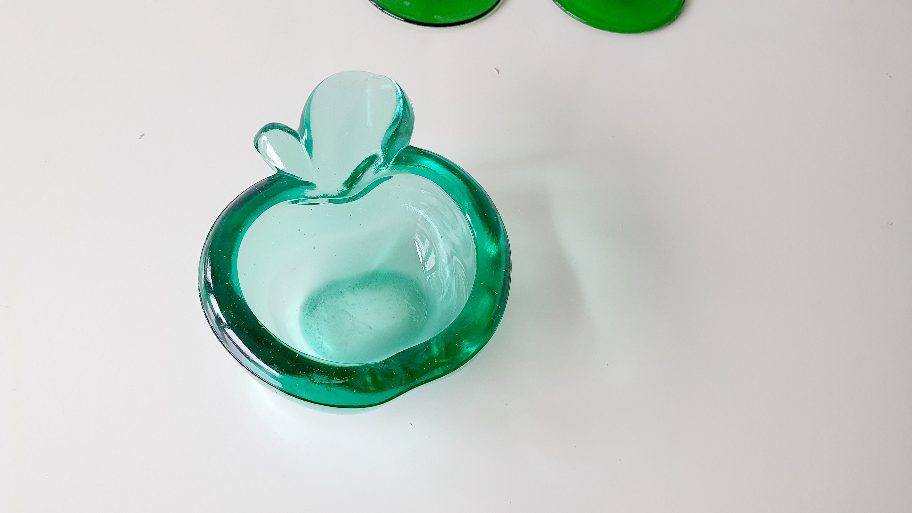 Mid Century Glass Green Apple Shaped Dish Trinket Rare Colour - Etsy