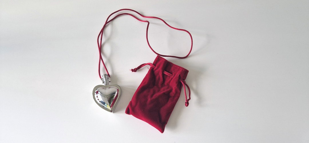 YSL Designer Heart Flask Necklace With Lipgloss, Lipstick, and Mirror ...