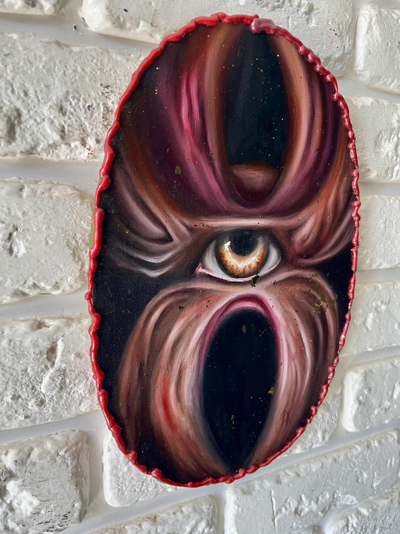 Original Oil Painting, Surreal Eye, Gold Leaf Accents, Gothic Occult ...