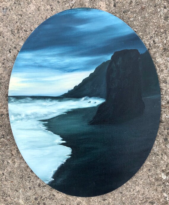 Original canvas Oil oval painting interior artwork The | Etsy