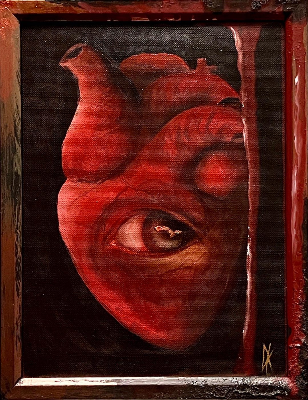ORIGINAL Dark Painting, Human Hear Art, Lovers Eye Painting, Gothic ...