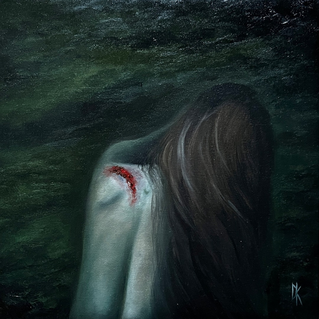 Original Dark Oil Painting Girl in Forest Art Dark Wall - Etsy