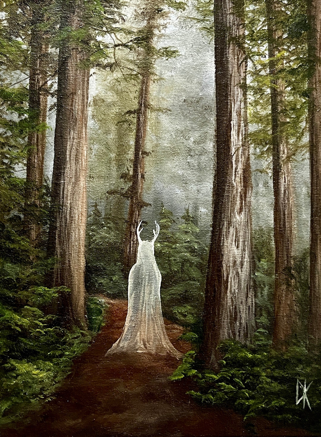 Dark Forest Painting, Original Wall Art, Dark Academia Art, Forest ...