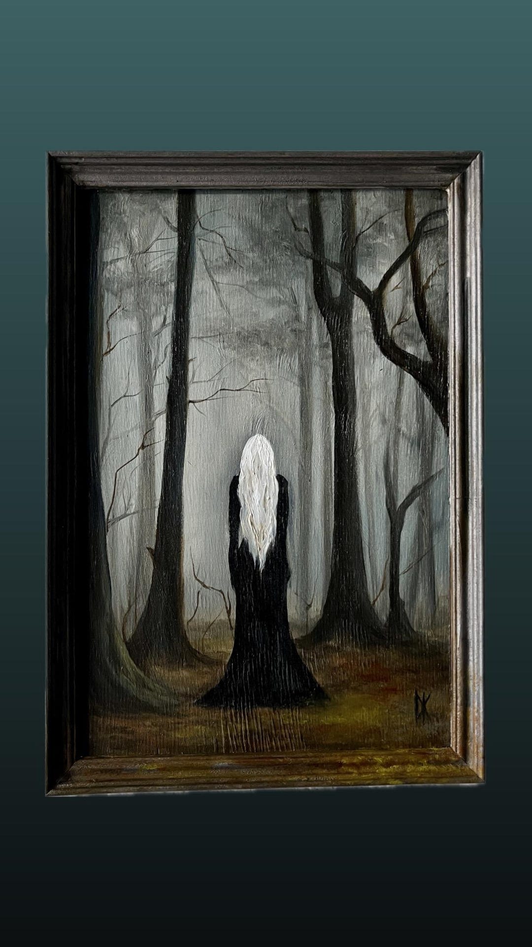 Original Dark Gothic Art, Dark Forest Painting, Woman in Forest, Dark ...