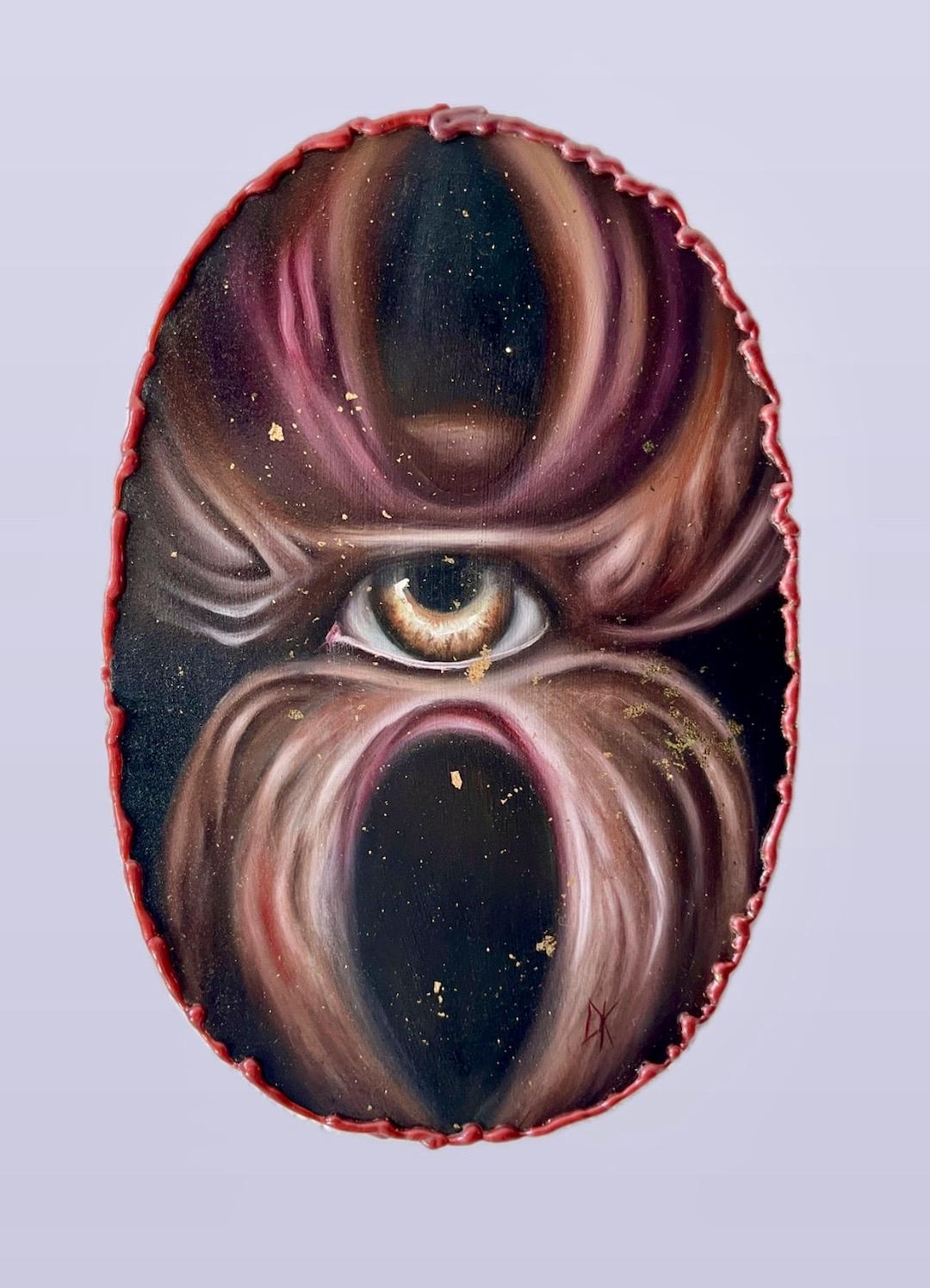 Original Oil Painting, Surreal Eye, Gold Leaf Accents, Gothic Occult ...