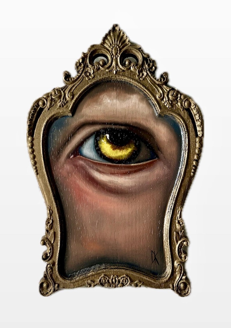 Original Oil Painting, Gothic Eye Art, Wood Panel, Witchy Altar Decor ...