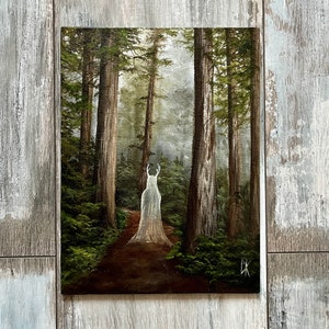 Dark Forest Painting, Original Wall Art, Dark Academia Art, Forest ...