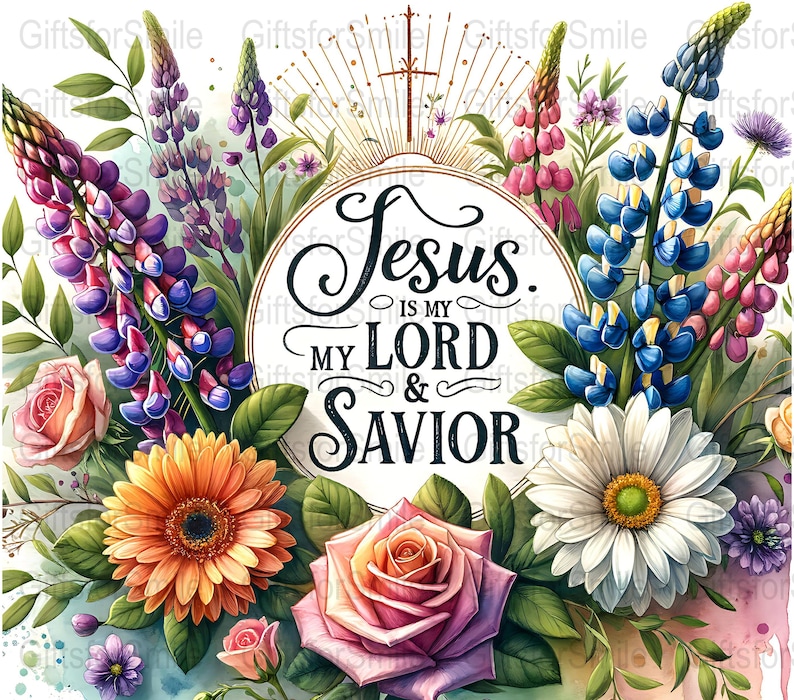 Jesus is My Savior 20oz Tumbler Wrap, Christian Tumbler Wrap, Floral ...