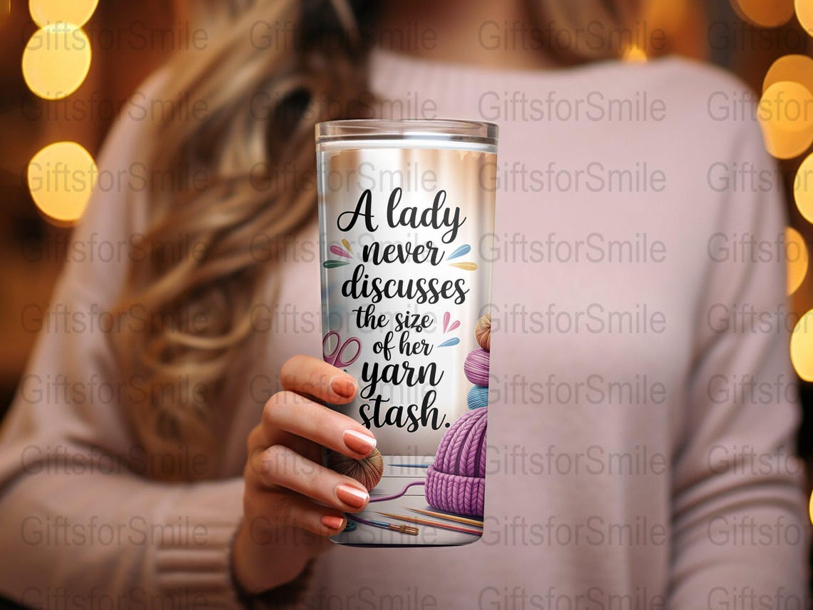 Yarn Stash Quote PNG 20oz Skinny Tumbler Wrap Sublimation Digital ...