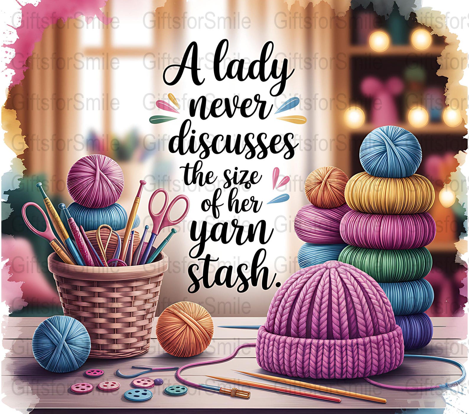 Yarn Stash Quote PNG 20oz Skinny Tumbler Wrap Sublimation Digital ...