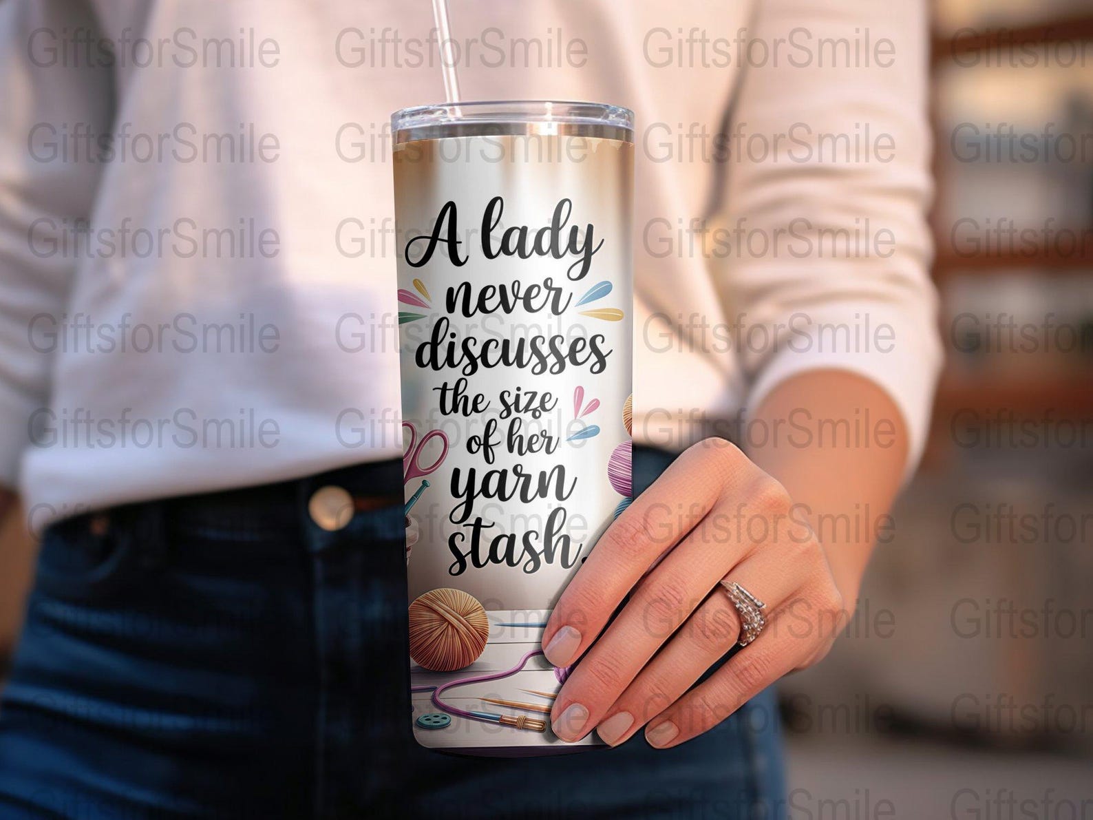 Yarn Stash Quote PNG 20oz Skinny Tumbler Wrap Sublimation Digital ...