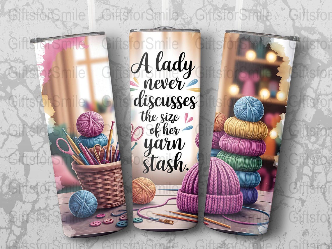 Yarn Stash Quote PNG 20oz Skinny Tumbler Wrap Sublimation Digital ...