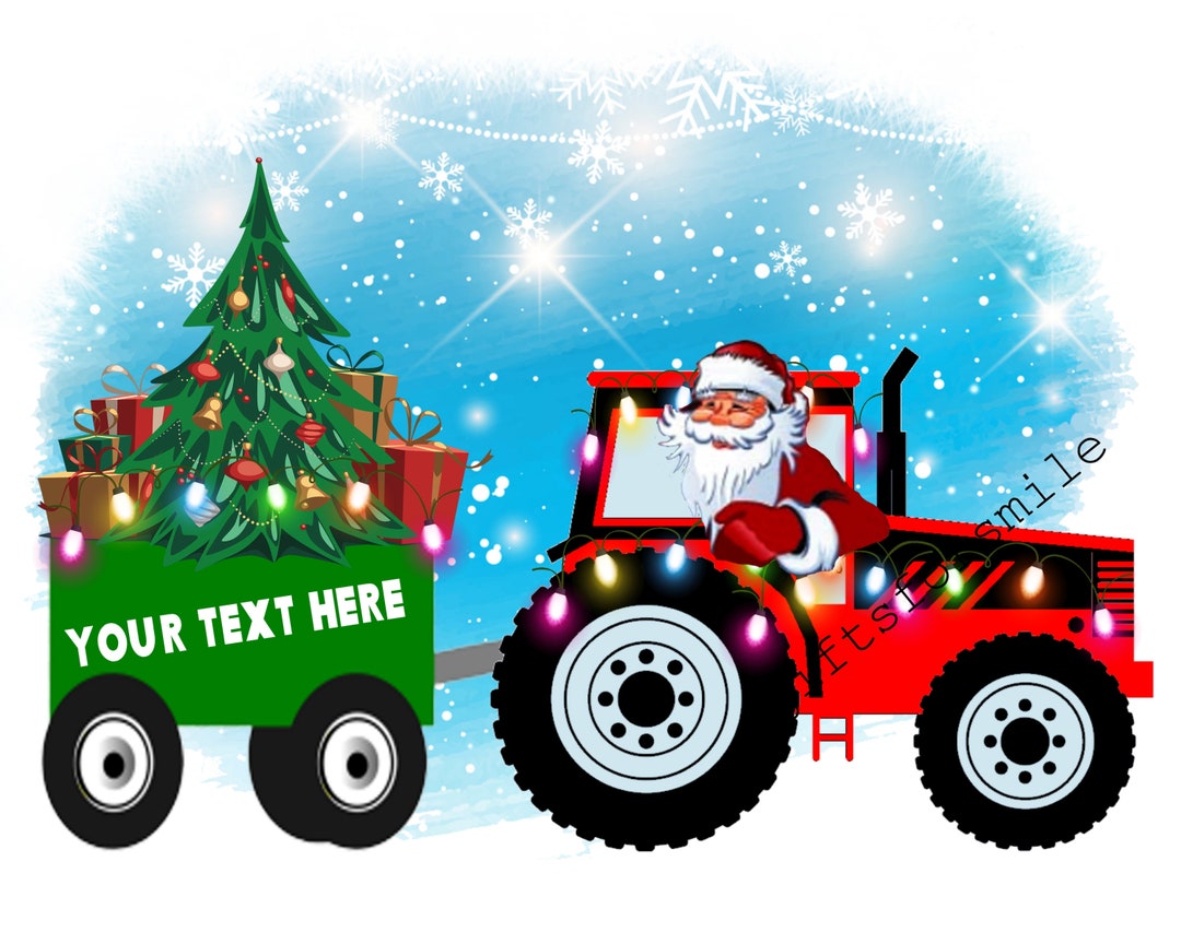 Santa on Tractor Christmas PNG, Kids Gifts Sublimation (digital ...