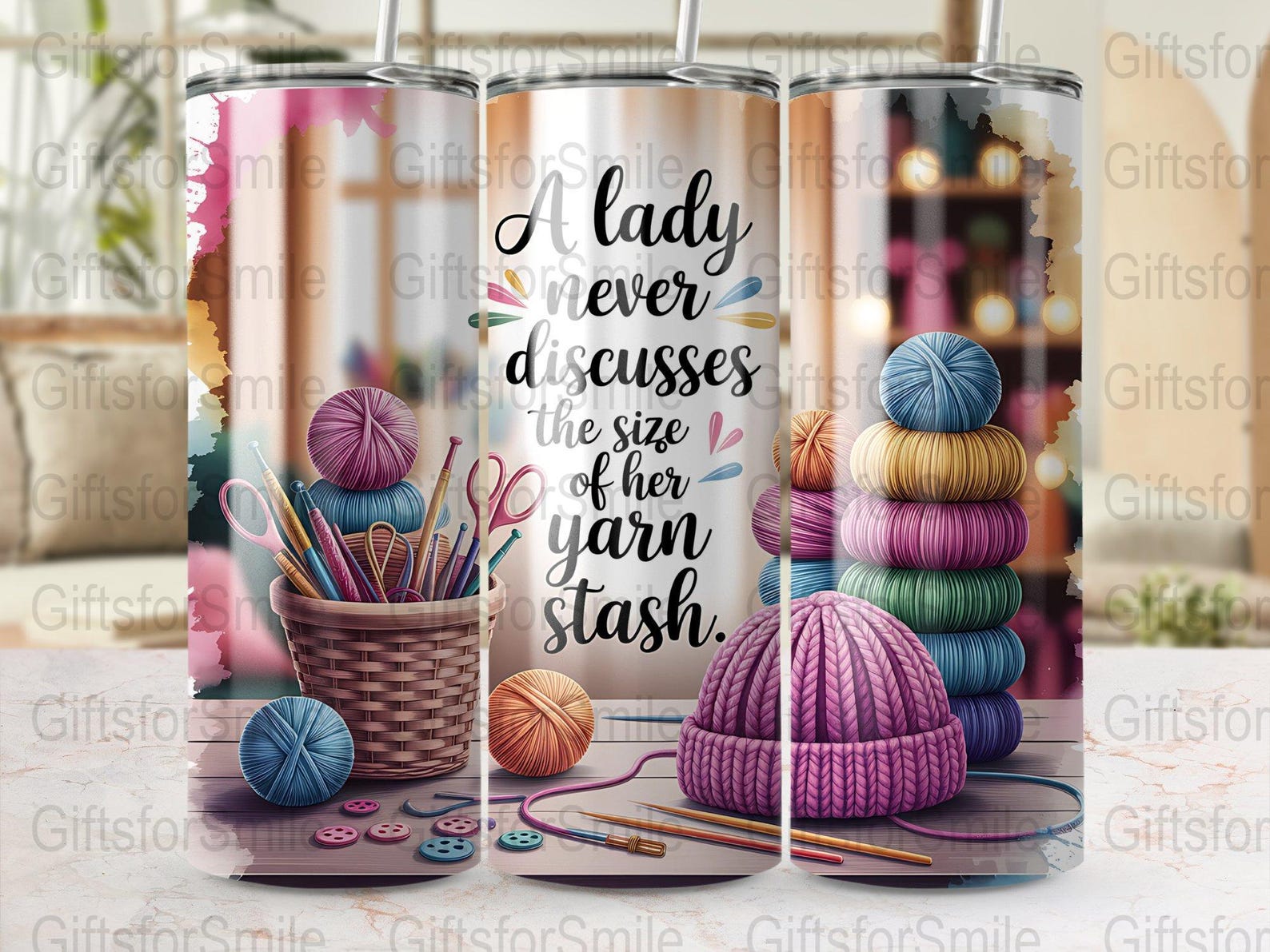 Yarn Stash Quote PNG 20oz Skinny Tumbler Wrap Sublimation Digital ...