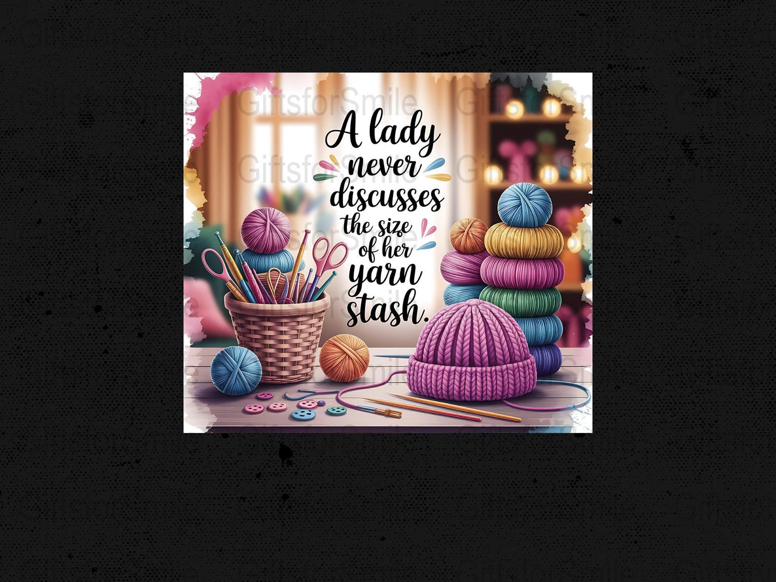 Yarn Stash Quote PNG 20oz Skinny Tumbler Wrap Sublimation Digital ...