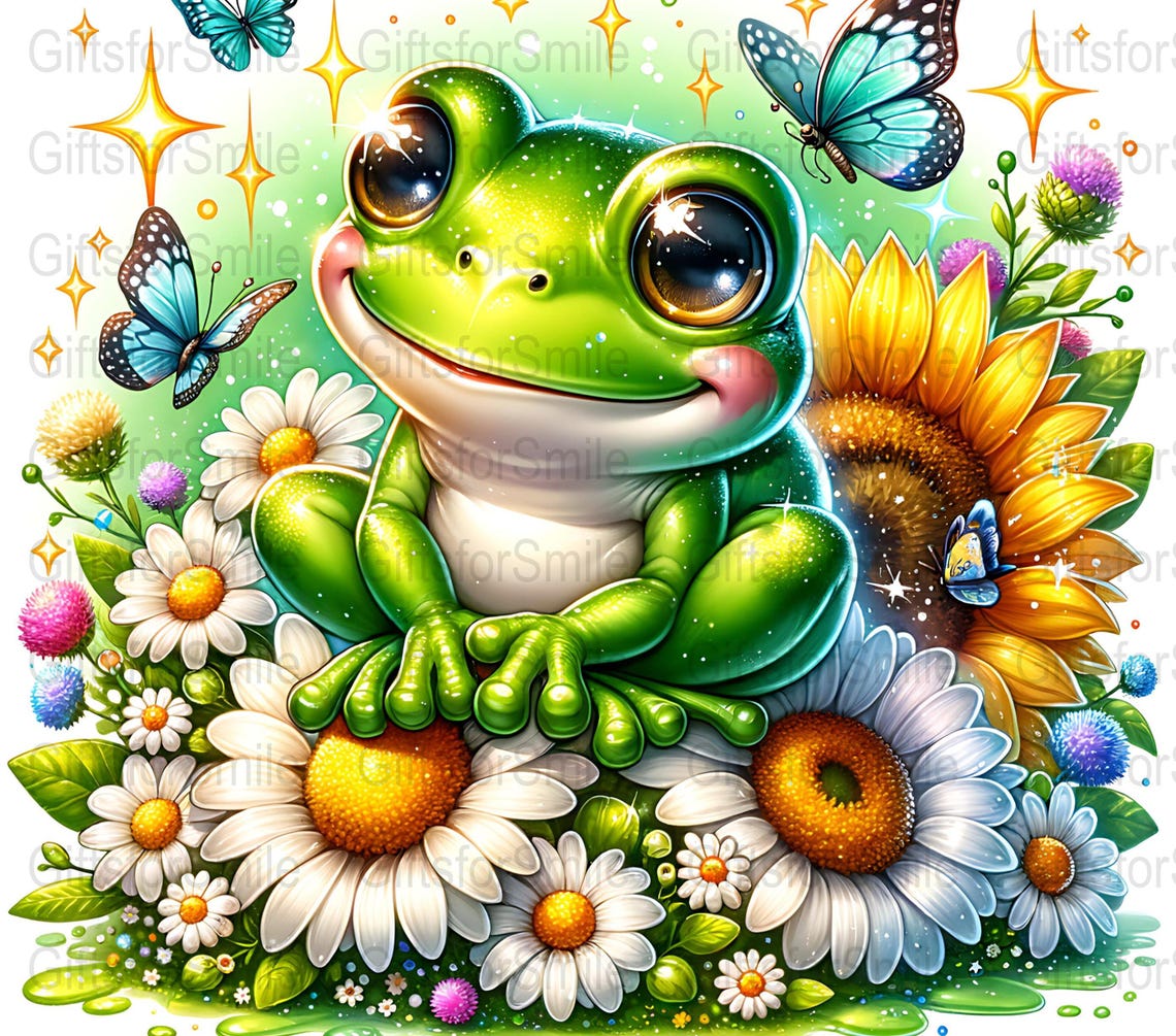 Cute Frog and Butterfly Tumbler Wrap, 20oz Skinny Tumbler PNG ...
