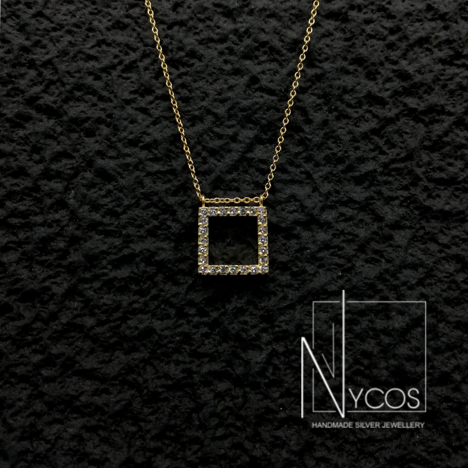 Silver Pendant Square With Cubic Zirconia - Etsy