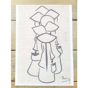 Vietnamese Pen and Ink Line Drawing, Cotton Canvas Print A3 A4 Poster ...