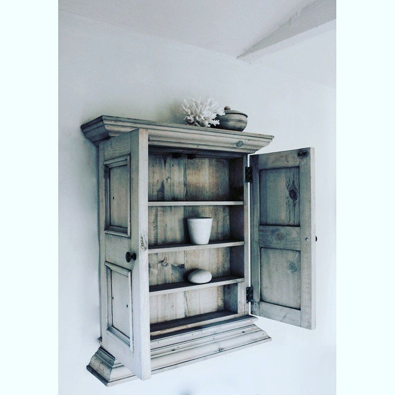 Wall Mounted Vintage Styled Wood Storage Cabinet - Etsy UK