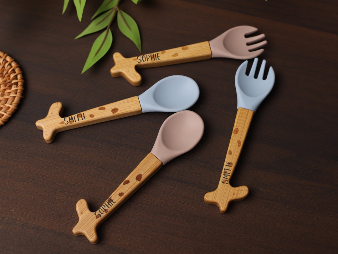 Silicone Baby Spoon and Fork Set, Gifts for Babies Spoons, Personalized ...