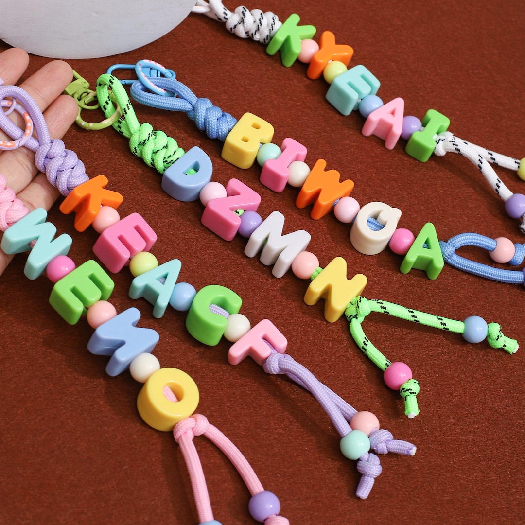 Bag Charm Name Tag Colorful Acrylic Letter Rope Bag Charm Custom Bag ...