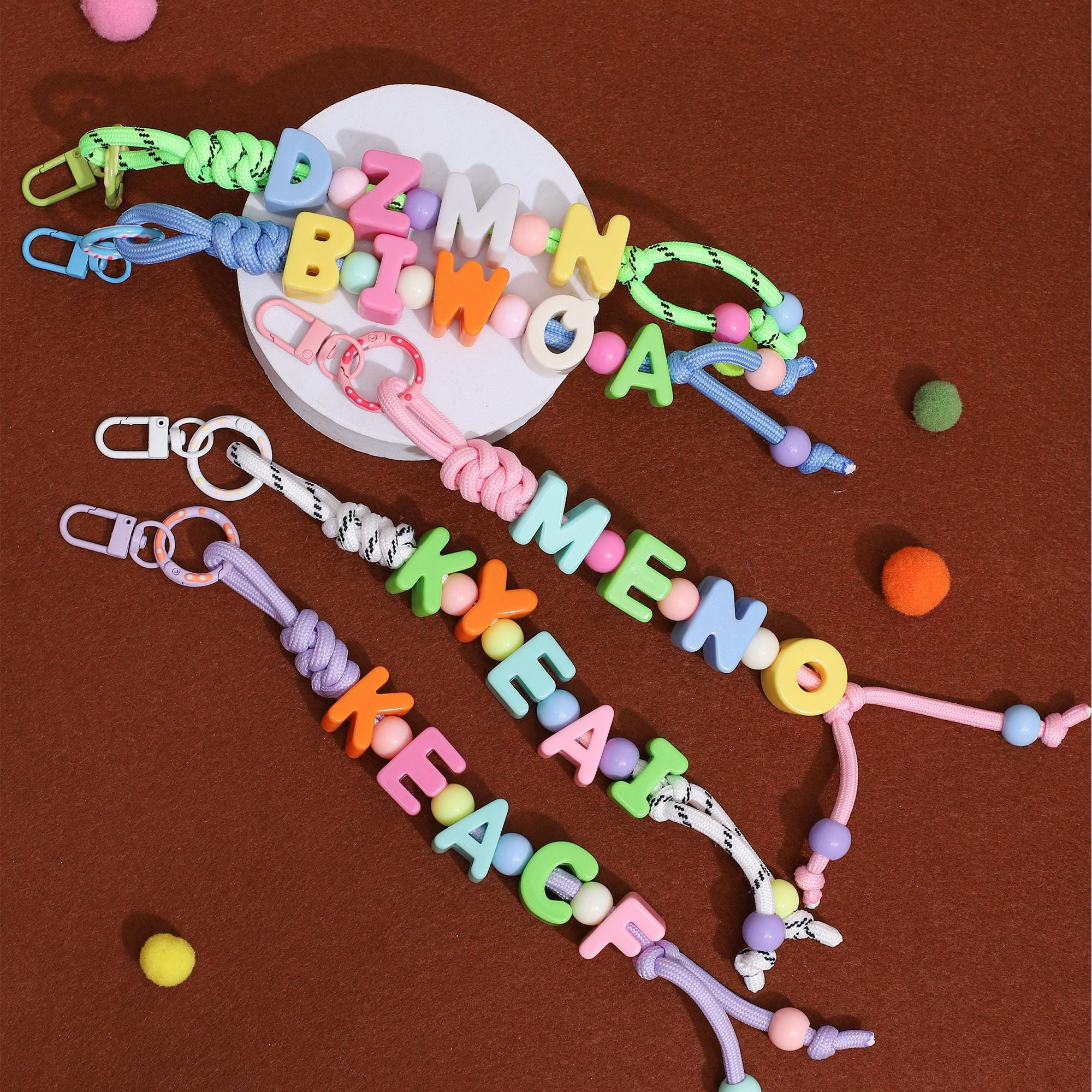 Bag Charm Name Tag Colorful Acrylic Letter Rope Bag Charm Custom Bag ...