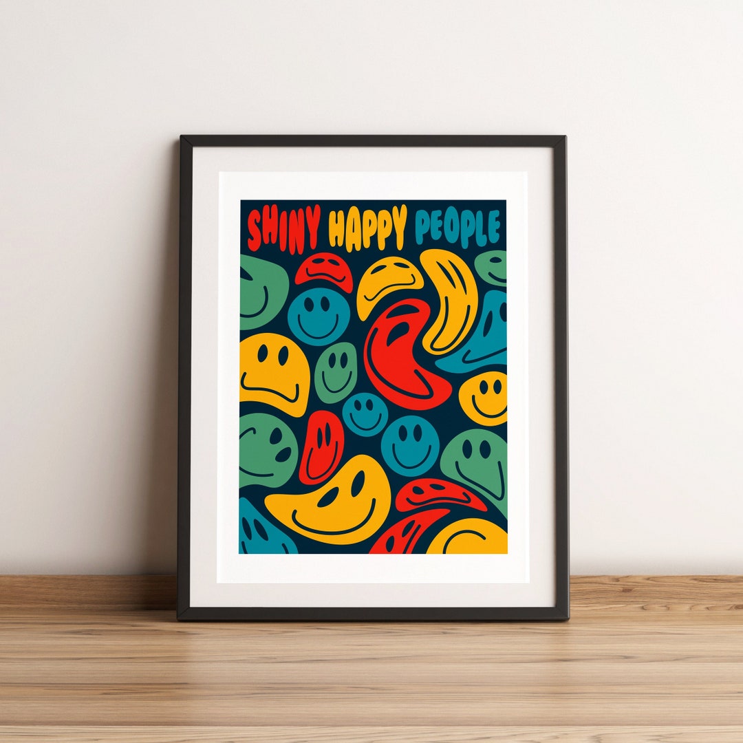 Shiny Happy People Retro Gig Poster - Minimalist Art Print - Etsy