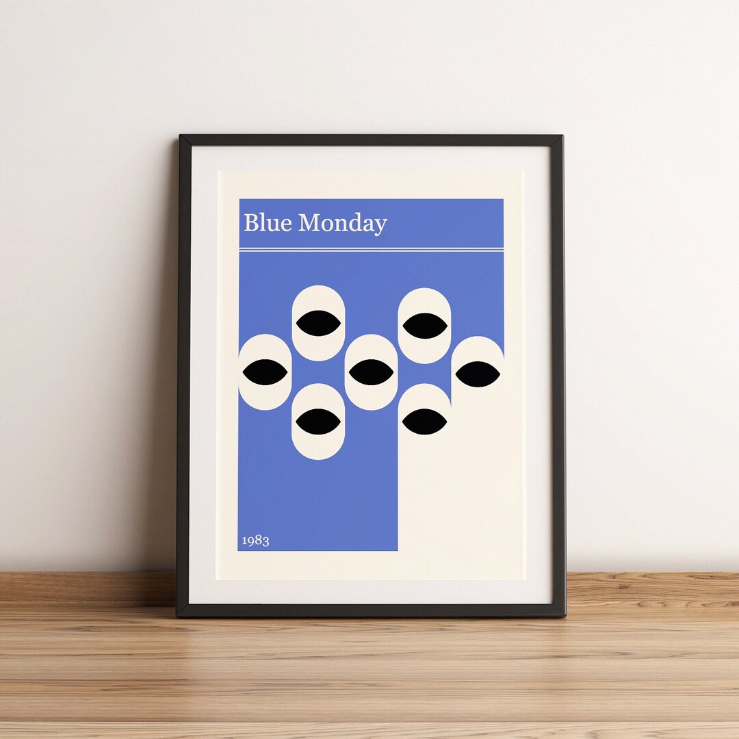 Blue Monday 1980s Retro Poster - Minimalist Art Print - Etsy