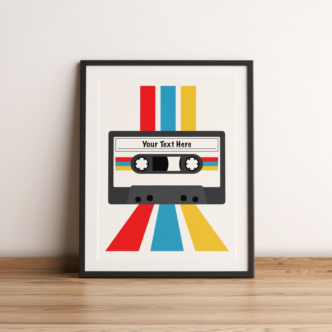 Custom Retro Cassette Poster - Add Your Own Text - Minimalist Art Print ...